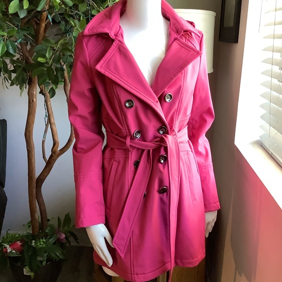 Sebby | Jackets & Coats | Debby Collection Pink Trench Coat With Hood ...